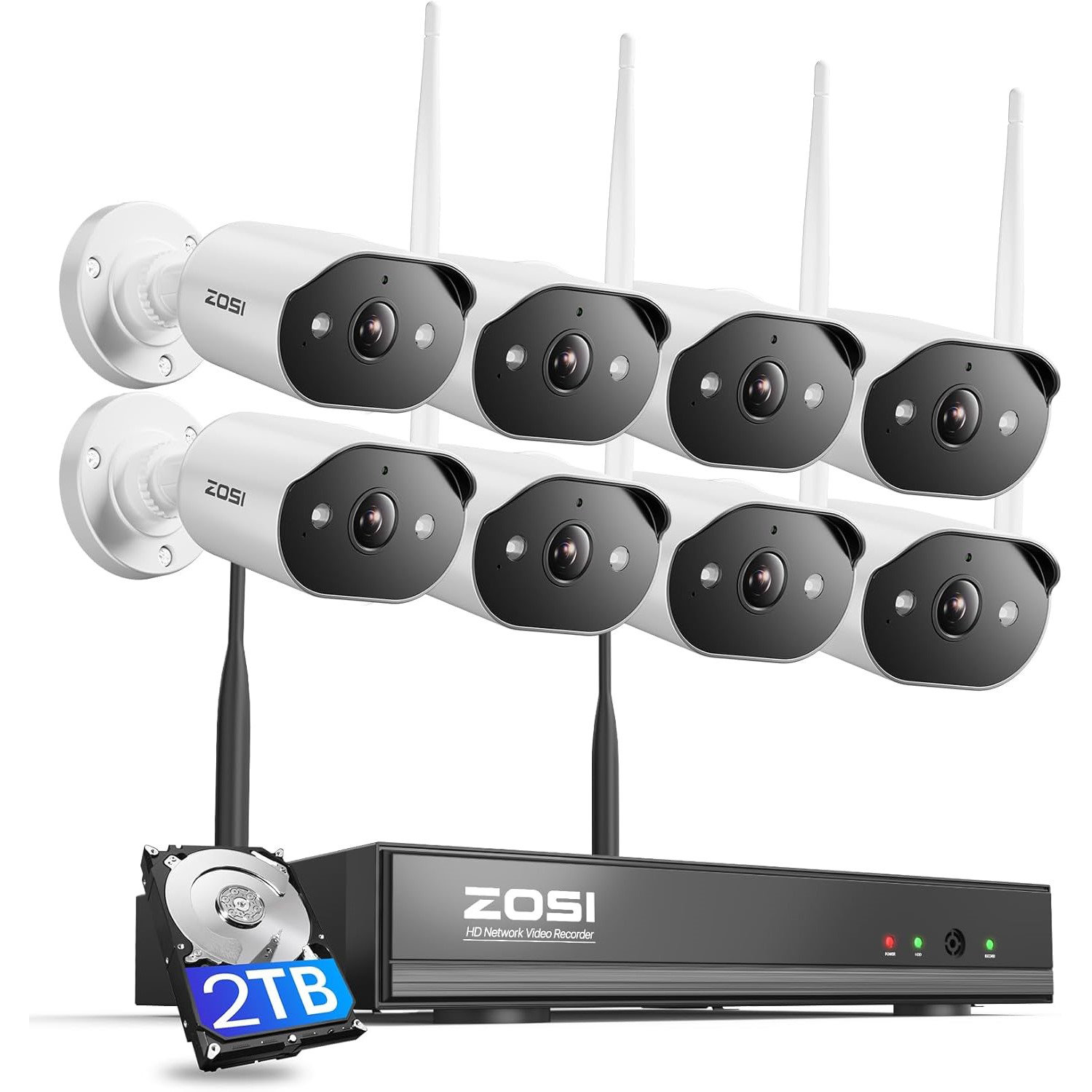 ZOSI 8CH 3MP WiFi Security Camera System with 2TB HDD, 8 Outdoor ...