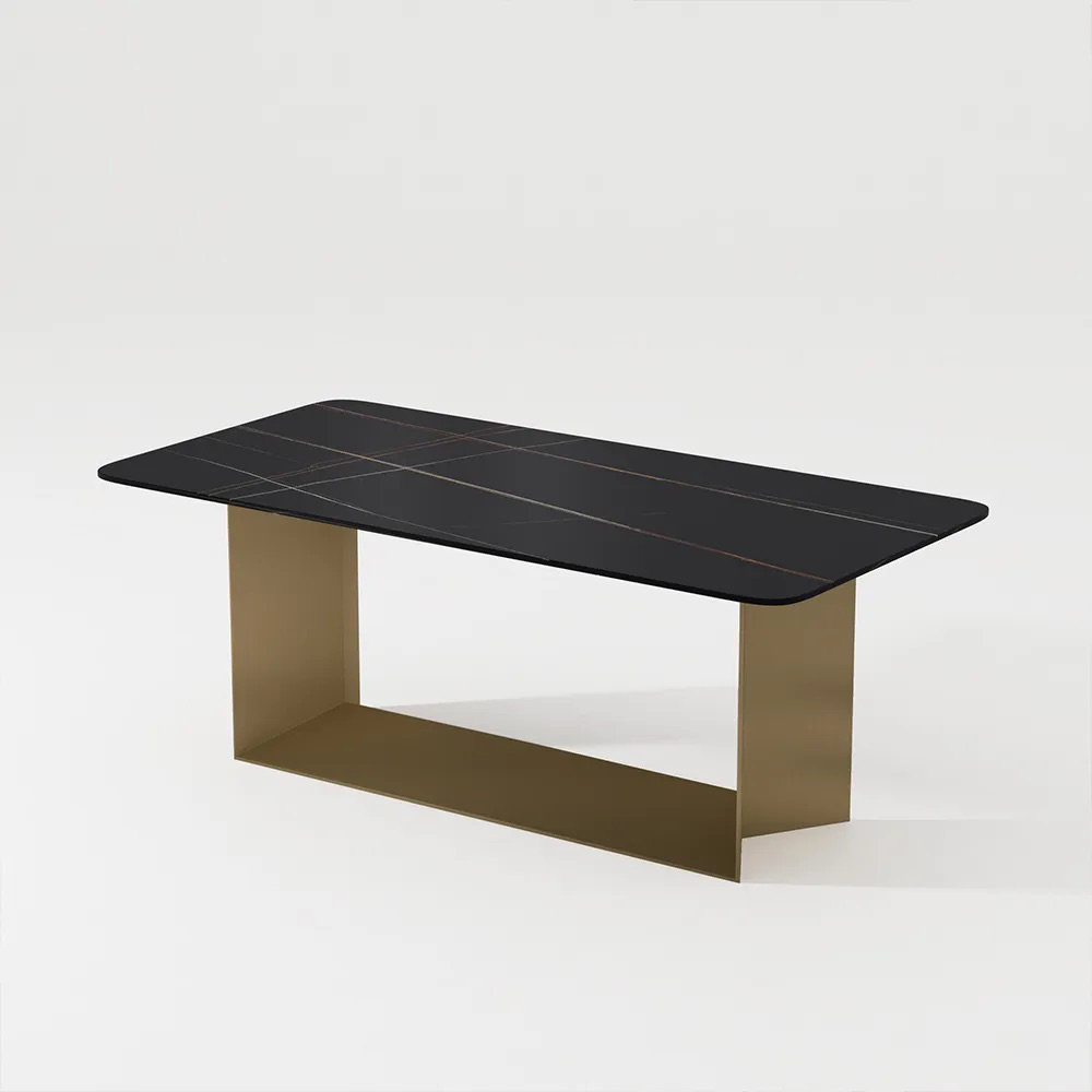 Musem 79"Hobart Modern Dining Table for 6-8, Black Rectangular Glossy ...