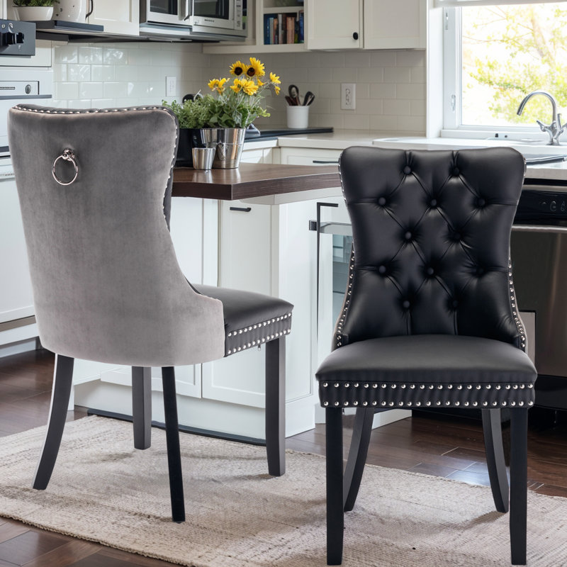 House of Hampton® Minott Tufted Velvet Upholstered Back Side Chair ...
