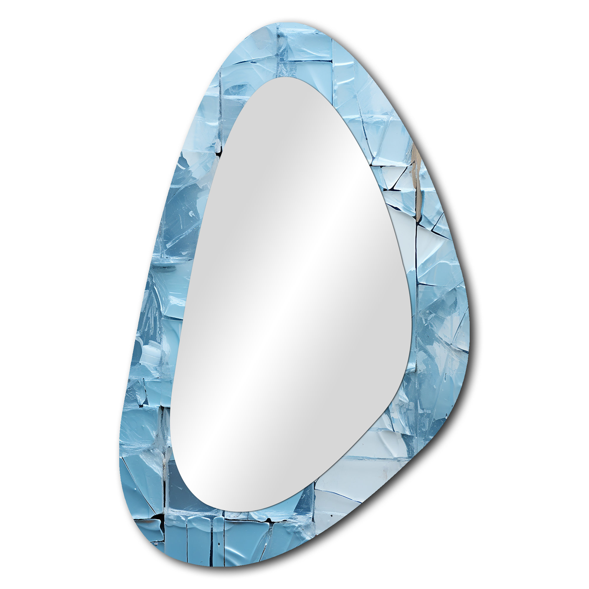 East Urban Home Ludie White blue Frosty collage II - Abstract Collages ...