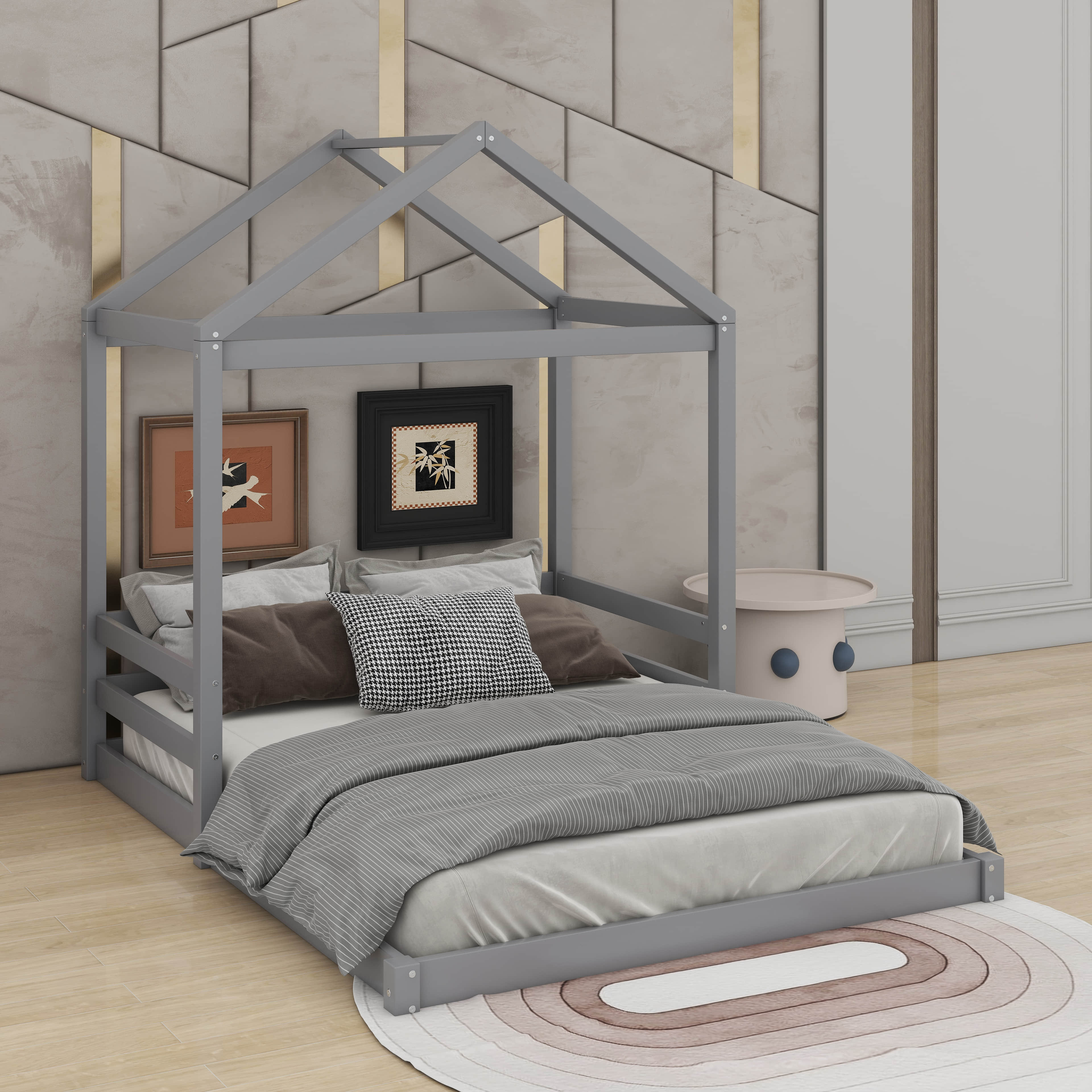 Gracie Oaks Full House Bed With Guardrail - Wayfair Canada