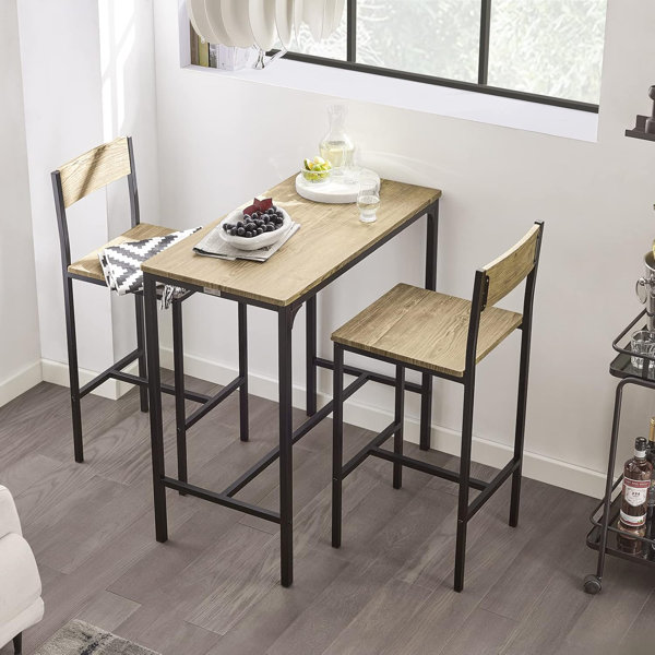17 Stories 3 Piece Dining Set, Dining Table With 2 Stools, Bar Table ...