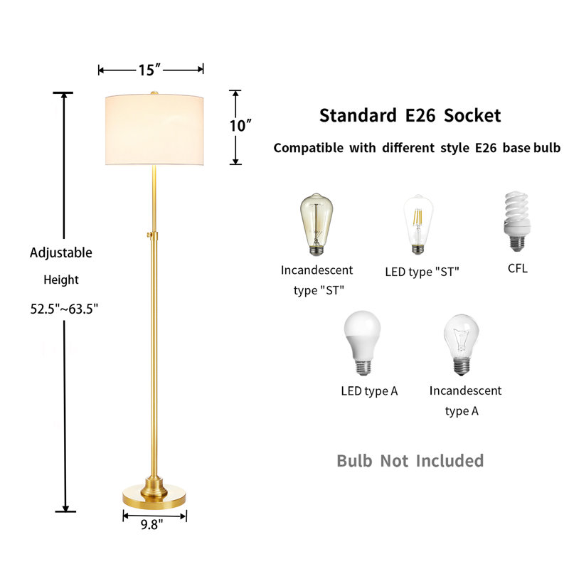 Rosdorf Park Carmeline 63.5" Traditional Adjustable Floor Lamp with ...