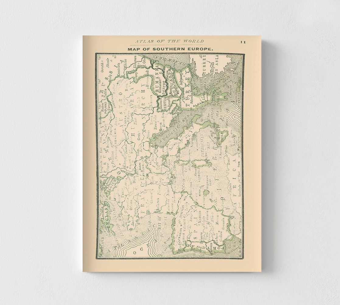 WeFrameArt Southern Europe - Alden 1886, European Office Decor, Map Of ...