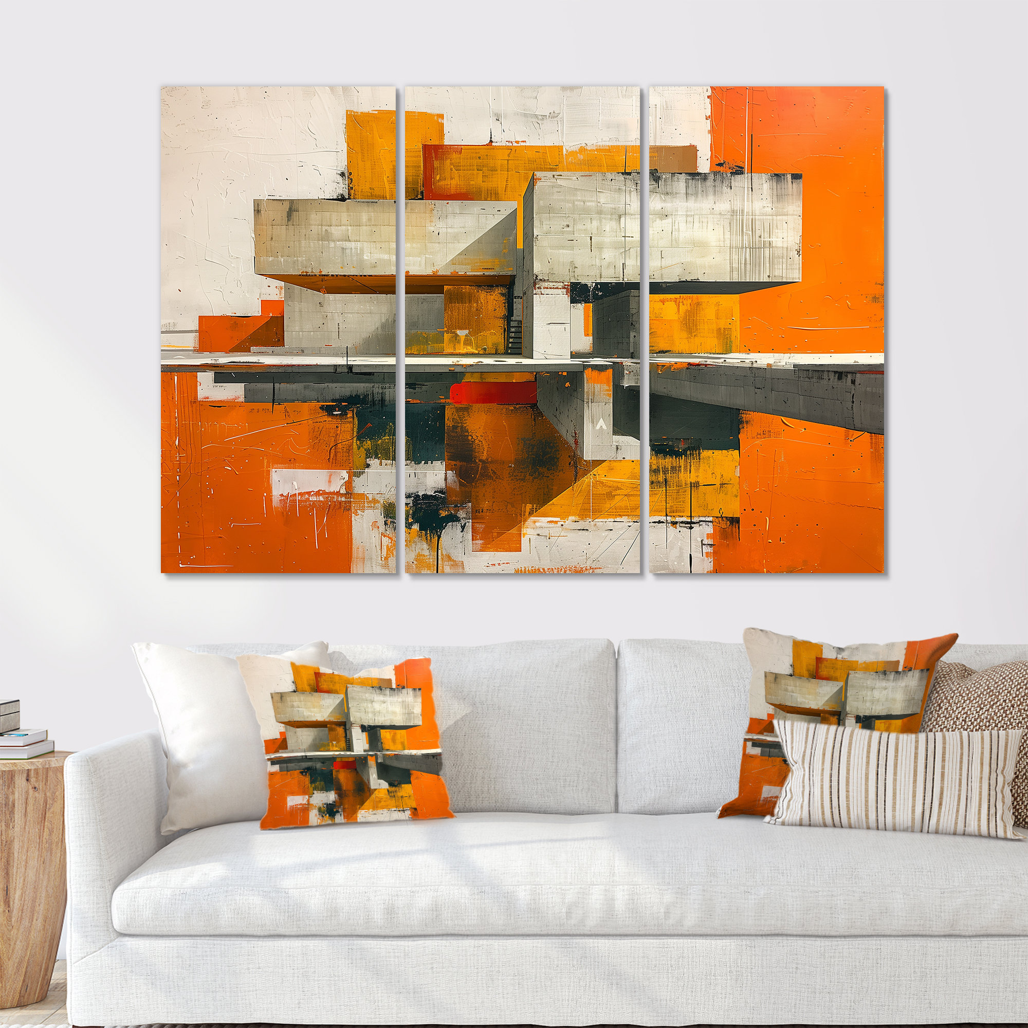 Design Art Yellow Orange Abstract Futuristic Fusion II - Abstract Print ...