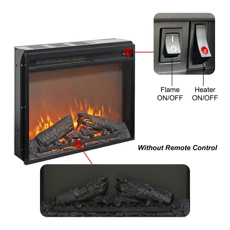 Innoflame 23" Electric Fireplace Insert, Fireplace Heater with Log Set ...