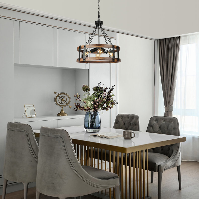 17 Stories 4 - Light Unique/Statement Round Drum Chandelier Dining Room ...