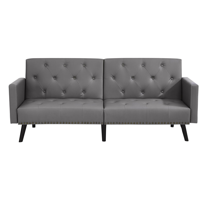 Williston Forge Sprague 75" Faux Leather Tuxedo Arm Sofa with ...