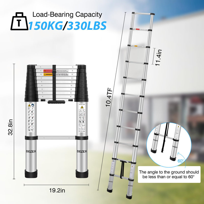 WFX Utility™ Stainless Steel Telescoping Ladders - One-Button ...