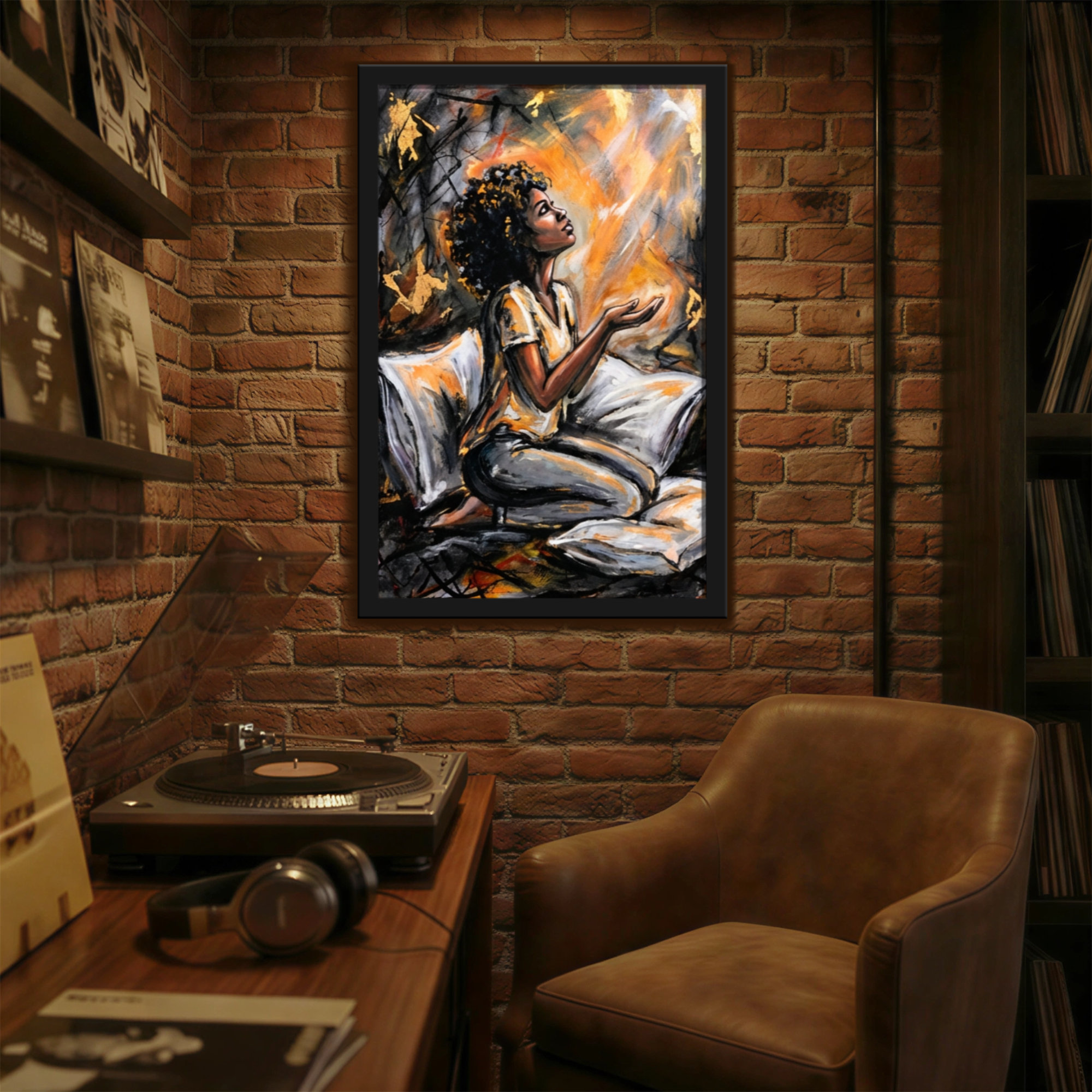 Mercer41 Abstract Woman In Prayer With Vibrant Background | Wayfair