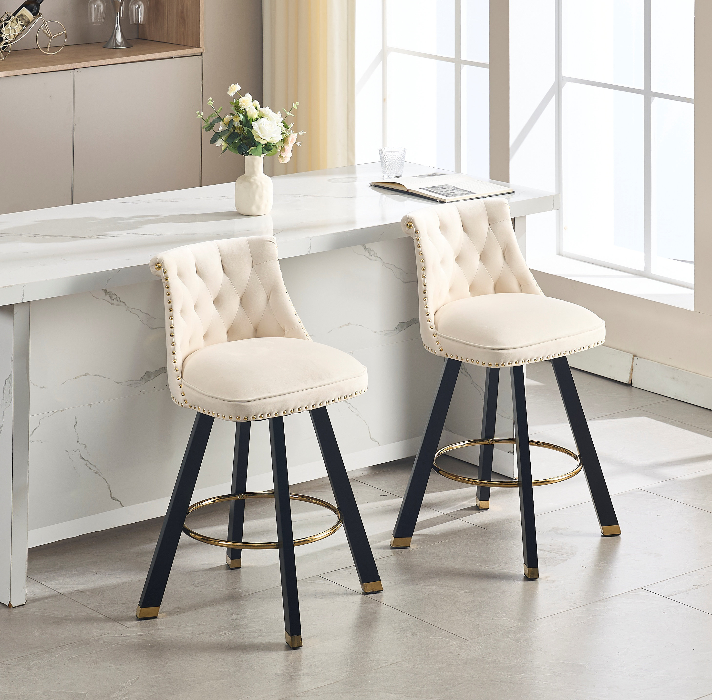 Everly Quinn Back pull point design, velvet material, 360 degree ...