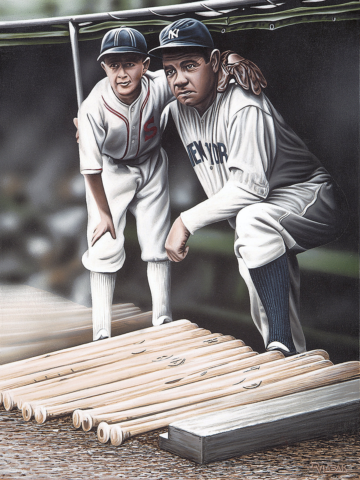 Buy Art For Less Babe Ruth and the Bat Boy Artwork by Darryl Vlasak ...