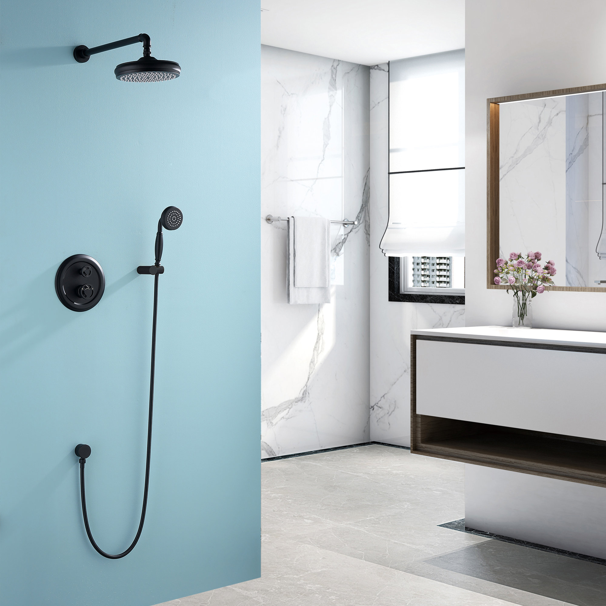 MODLAND Concealed Installation Two Handle Complete Shower System with ...