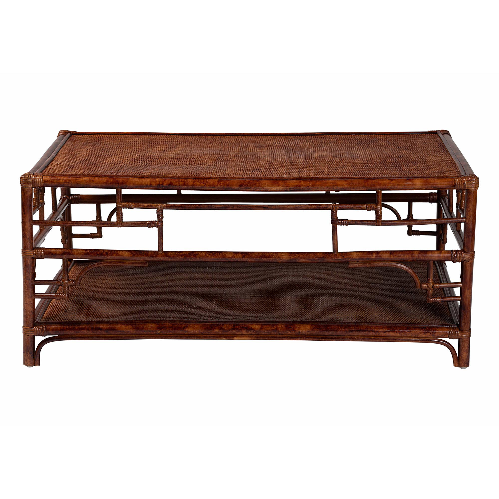 Bayou Breeze Bali & Pari Sebalio Tortoise Natural Rattan Coffee Table With Open Shelf – Vintage ...