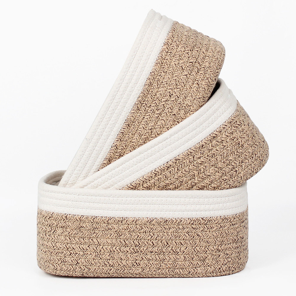 Highland Dunes 3-Piece Fabric Storage Basket Set - Foldable Organizer ...