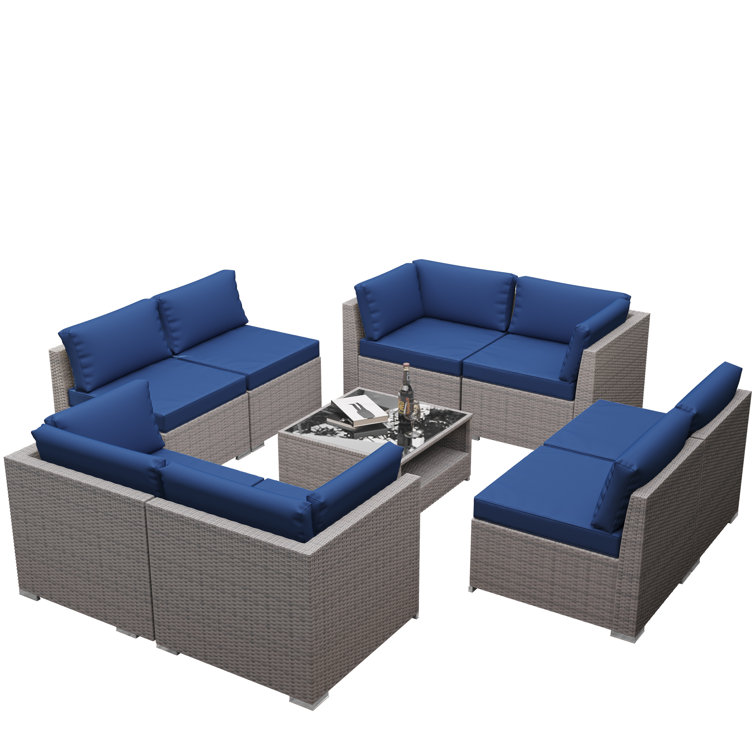 Ebern Designs Ensemble de conversation d'extérieur 8 personnes avec ...