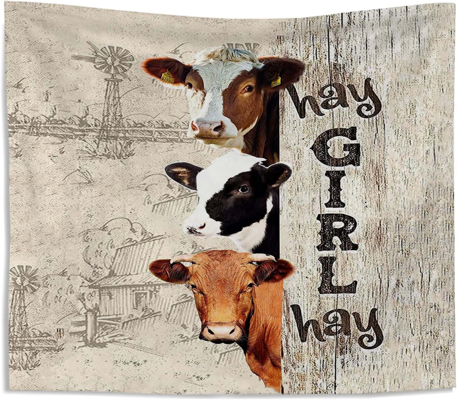 Ophelia & Co. Farm Animal Cow Tapestry Wall Hanging, Farmhouse Tapestry ...