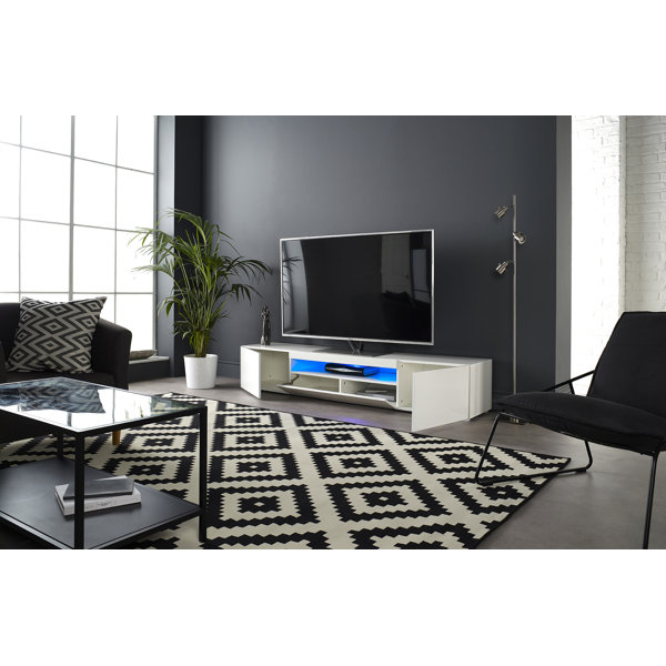 Metro Lane Woodvale 200cm TV Stand Cabinet with Lights for up to 90" TV ...