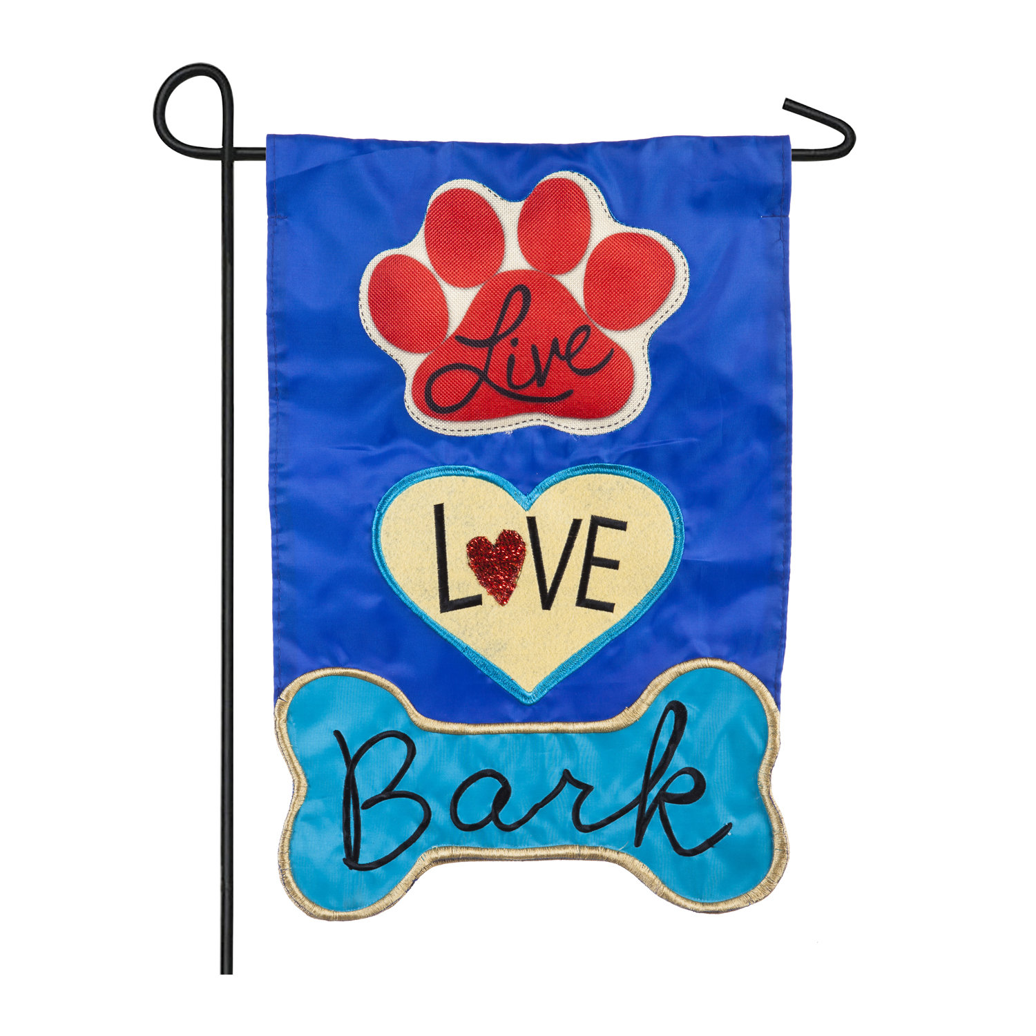 Ebern Designs Live, Love, Bark Double Sided Dog Dog Paw Garden Flag ...