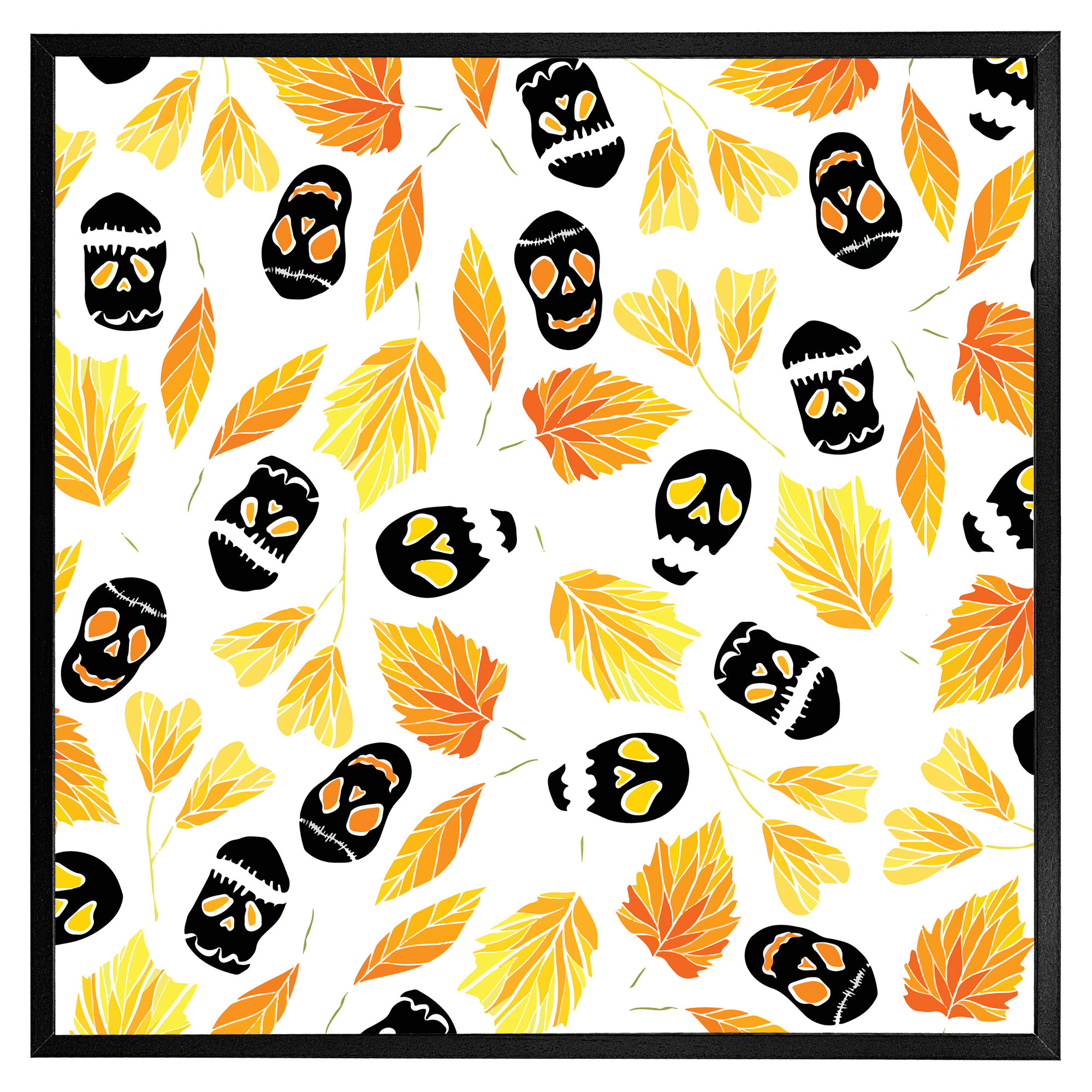 ClassicLiving Huguley Autumn Leaves and Halloween Skulls - Single ...