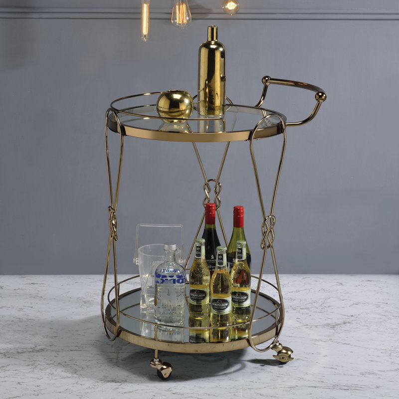 Everly Quinn Champagne Finish Serving Cart | Wayfair