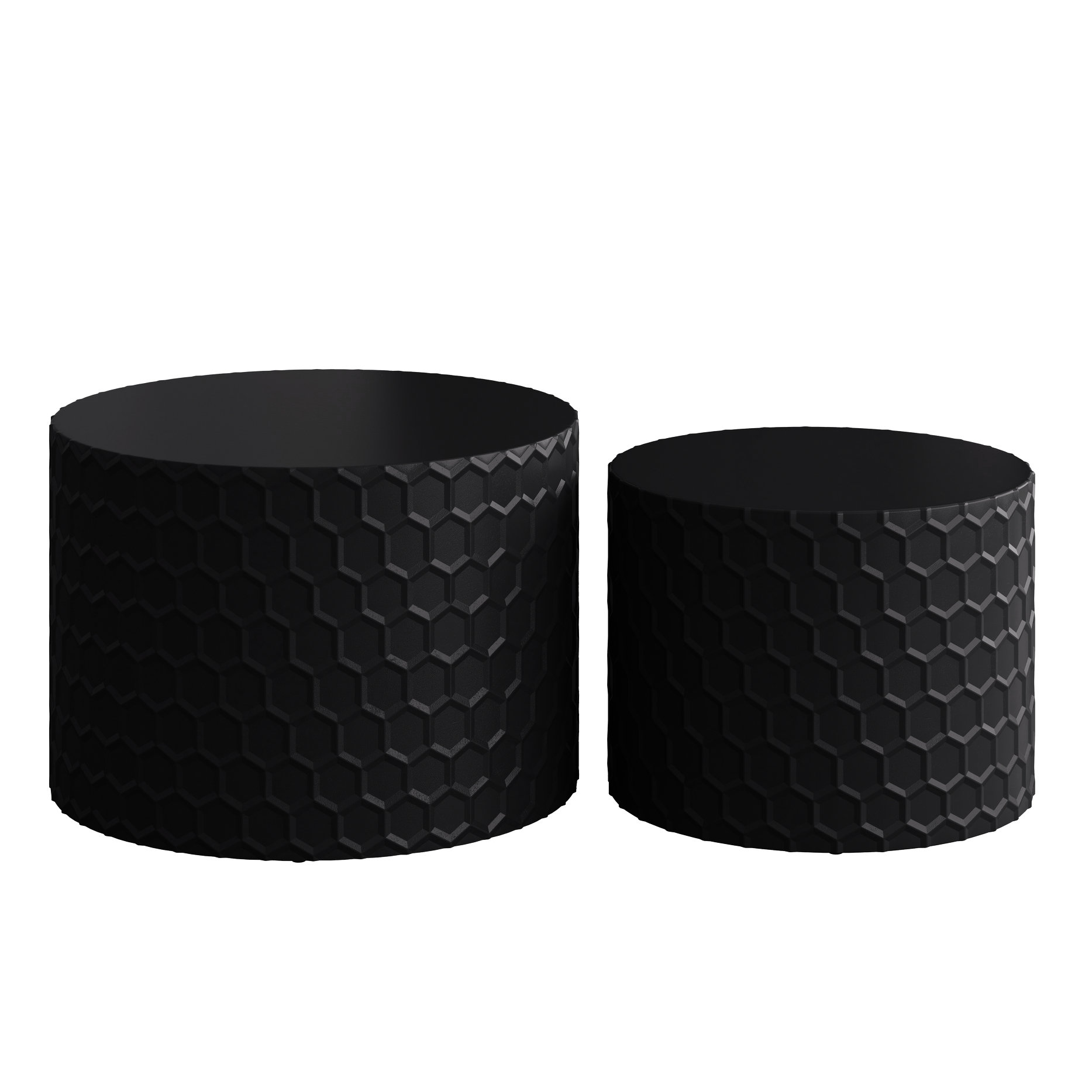 Banior Modern Round Coffee Table With Honeycomb Design, Stylish Nesting ...