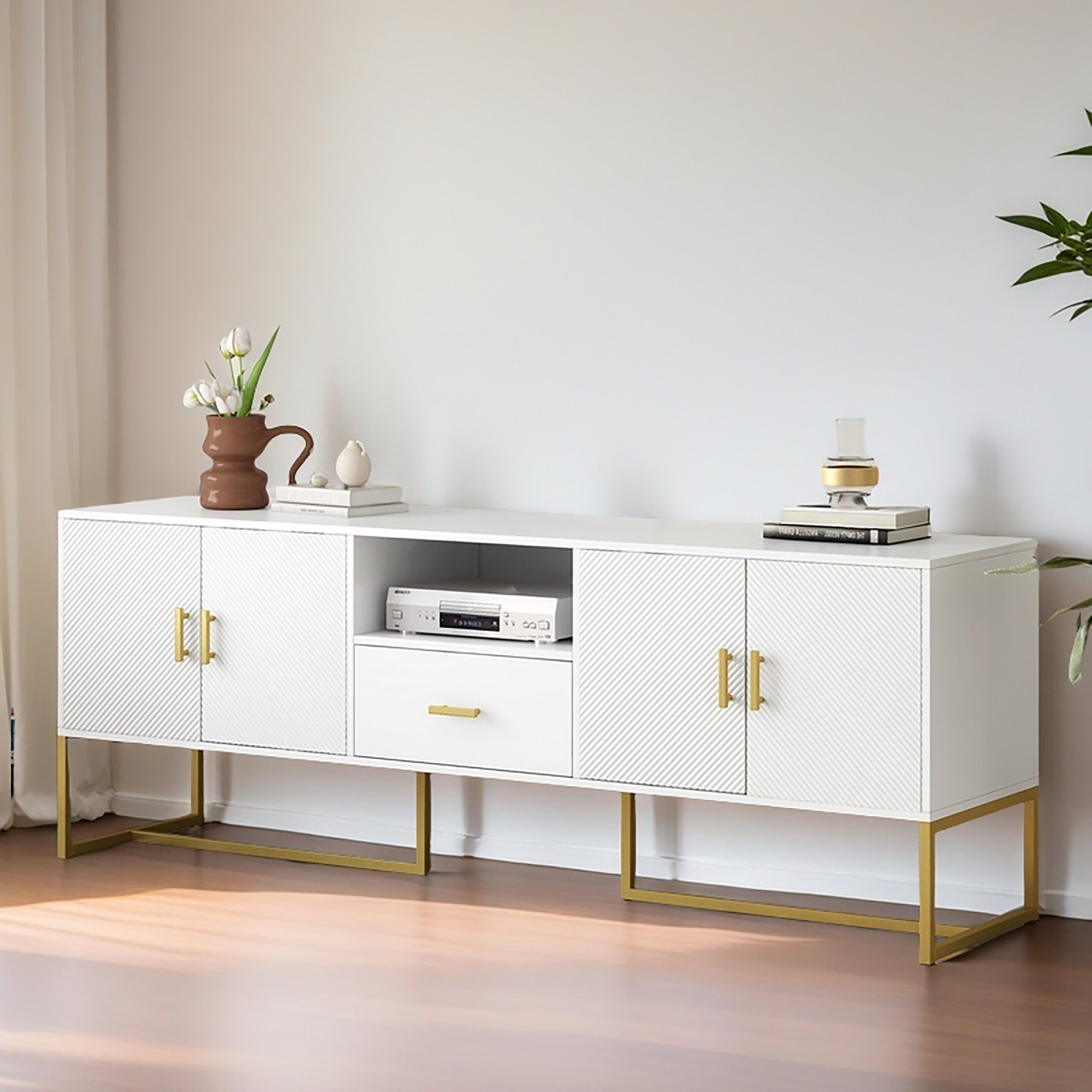 Mercer41 Modern TV Stand For TV Up To 70 Inches,TV Cabinet With 1 ...