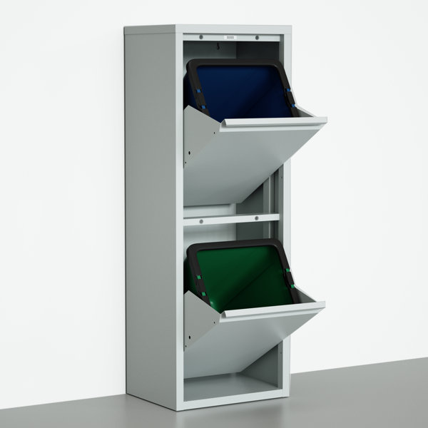 EuropeanFurniture Metal Open Multi-Compartments Trash & Recycling Bin ...