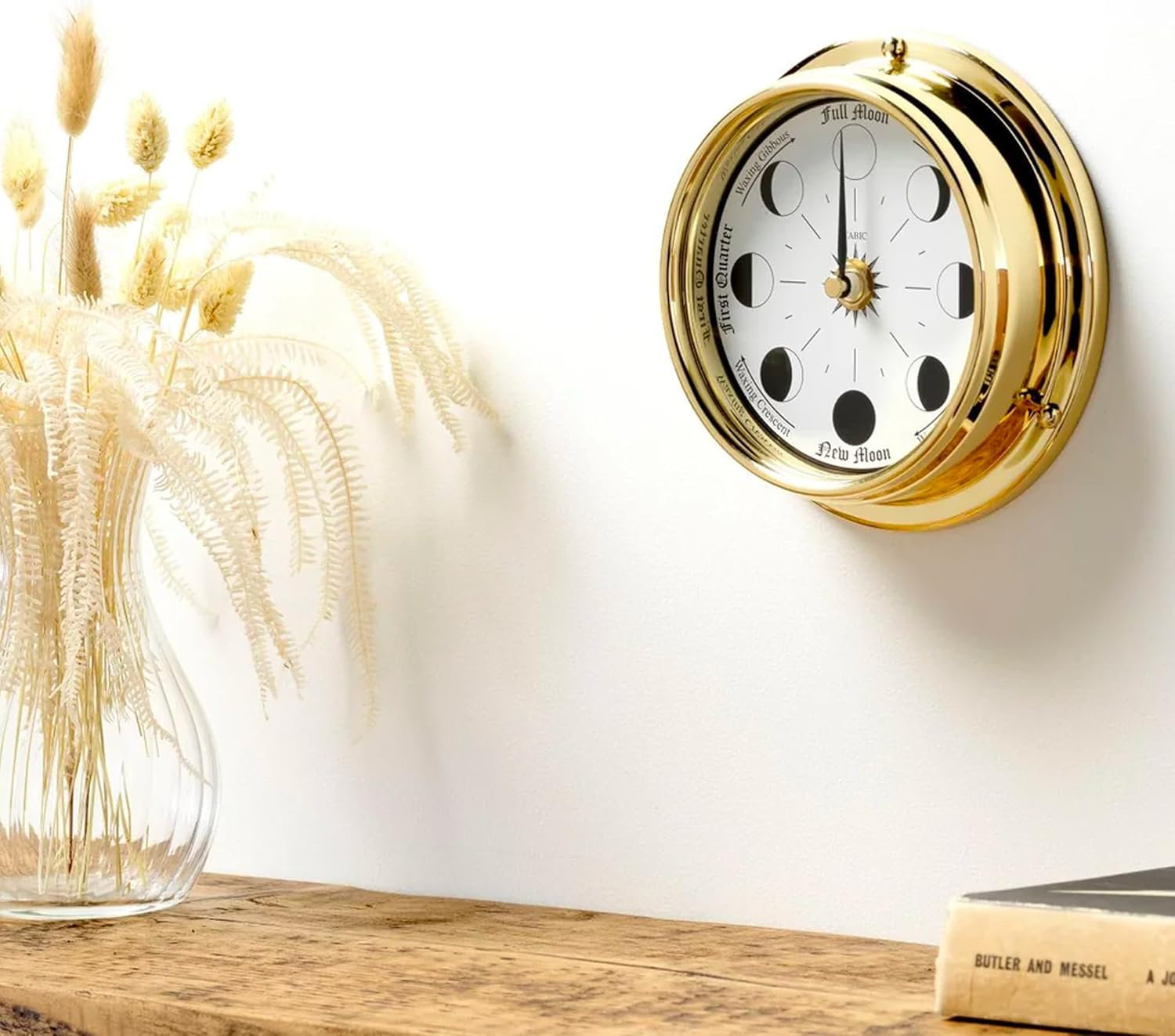 Co-t Handcrafted Solid Brass Moon Phase Clock - Traditional Northern ...