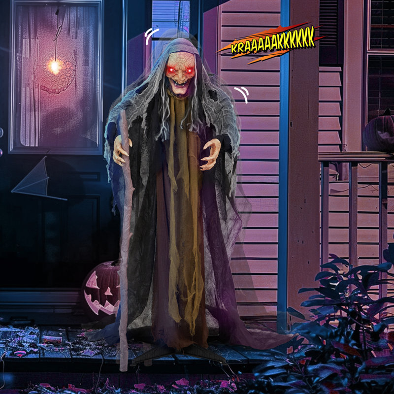 The Holiday Aisle® 5.3FT Halloween Animated Standing Witch Decoration ...