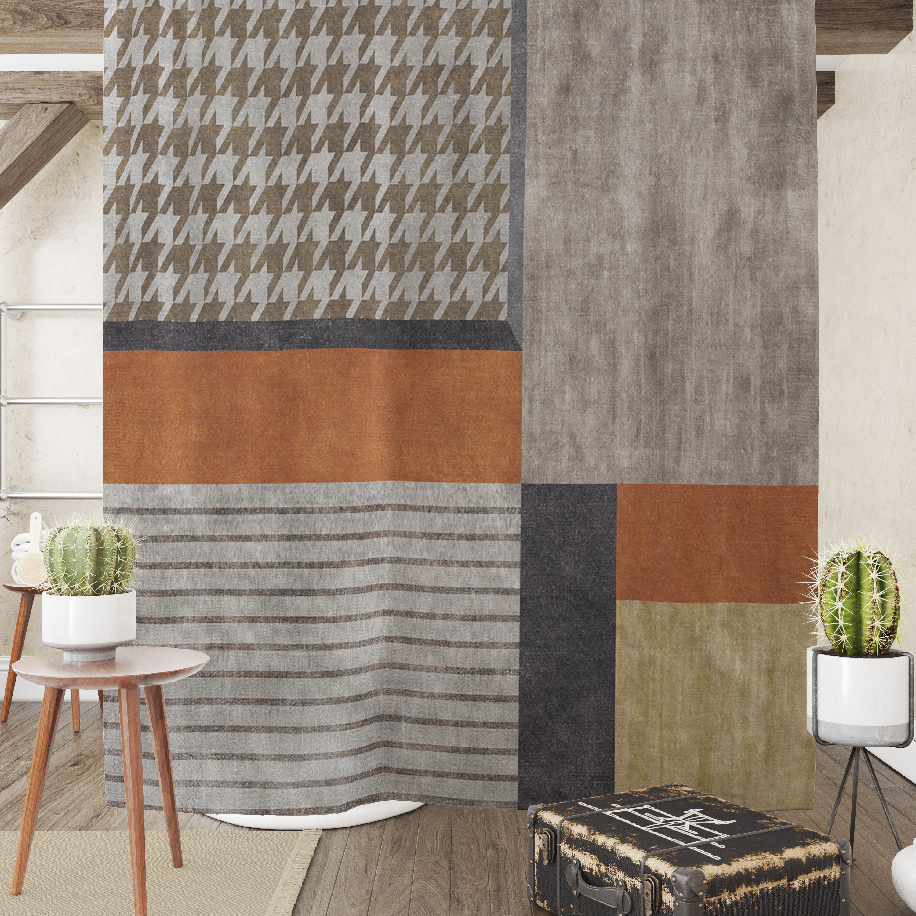 East Urban Home Houndstooth Single Shower Curtain | Wayfair