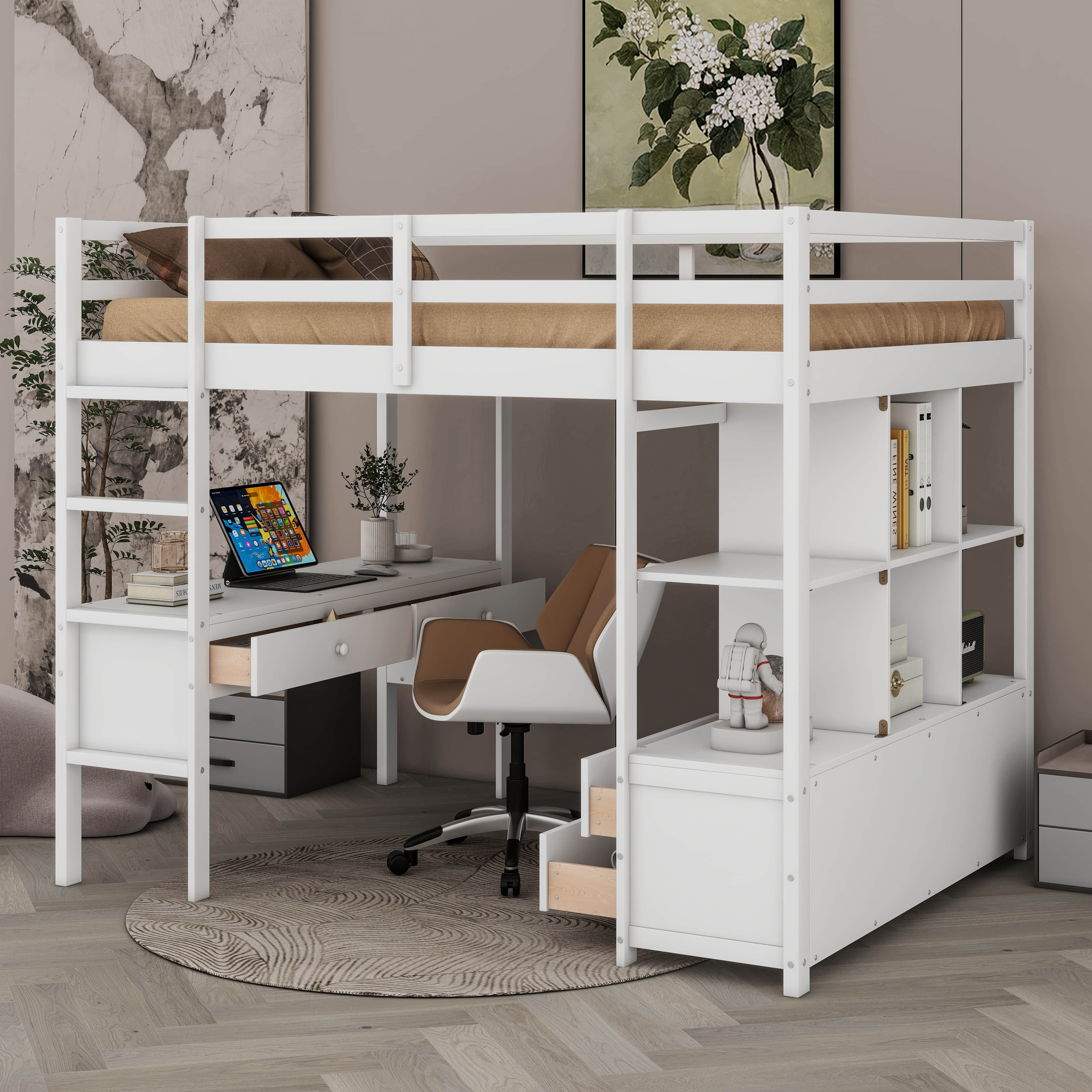 Harriet Bee Leda Kids Full Loft Bed with Drawers | Wayfair