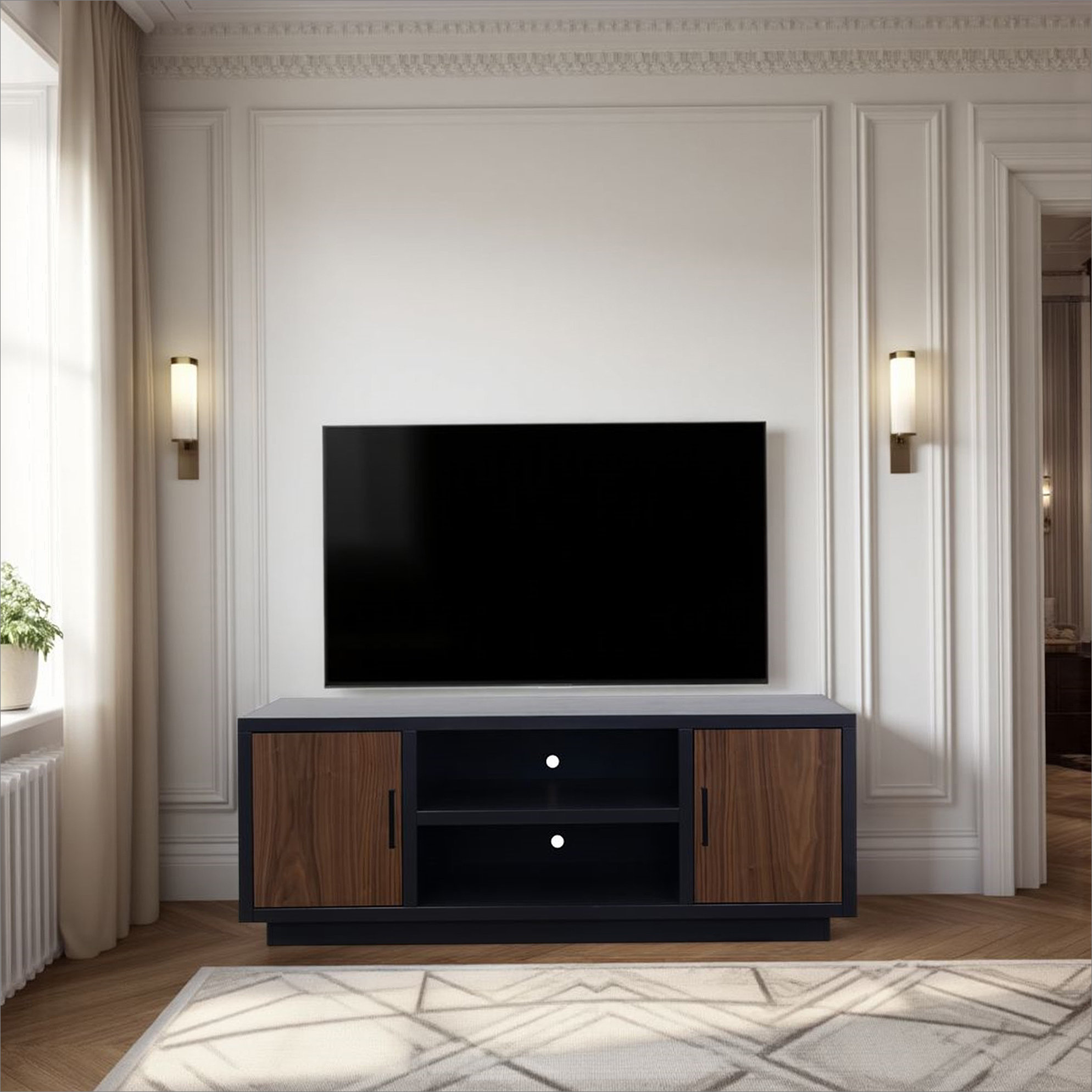 17 Stories Aria 66 inch Fireplace TV Stand for TVs up to 80 inches ...