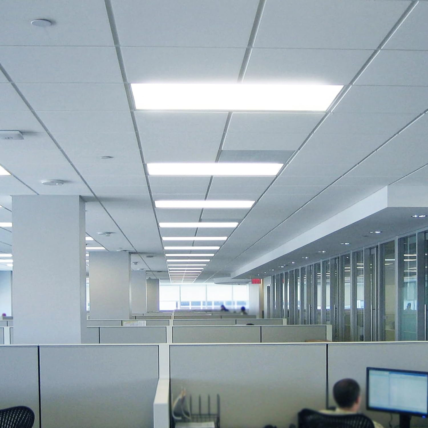 Wen Lighting 1 x 4 ft Dimmable LED Flat Panel Light Surface Mount Light ...