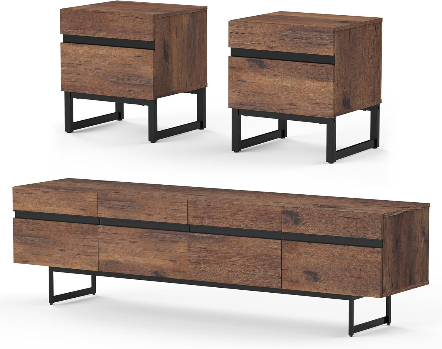 Latitude Run® 3-Piece Modern Living Room Table Set, 71 Inch TV Stand ...