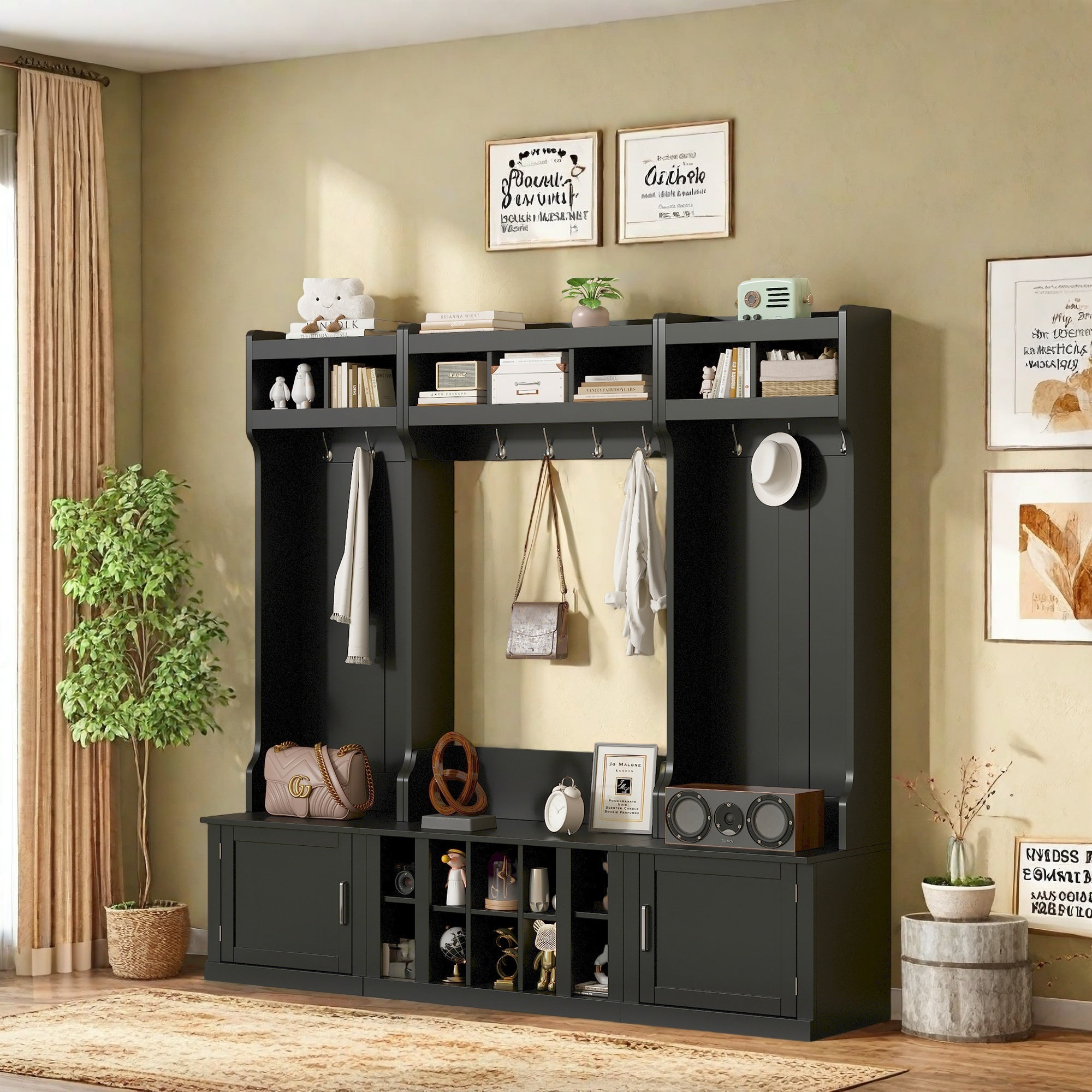 TRADROU 4-In-1 Modular Hall Tree With Bench, Shoe Cabinet, And Storage ...