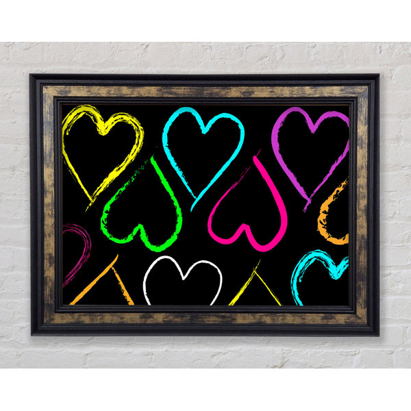 Bright Star Multi-Coloured Love Hearts - Single Picture Frame Print ...