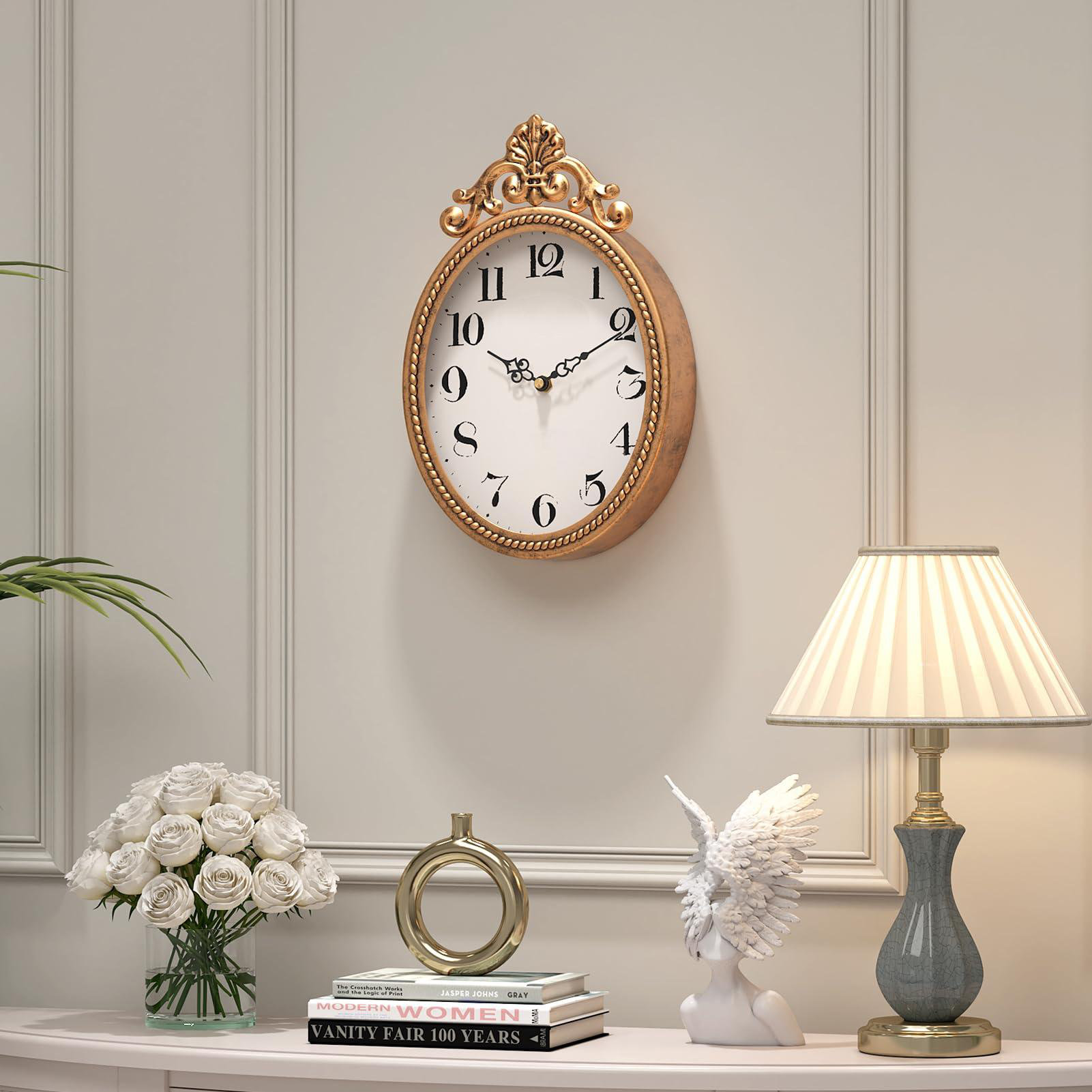 House of Hampton® Small French Retro Decorative Wall Clock, Antique ...