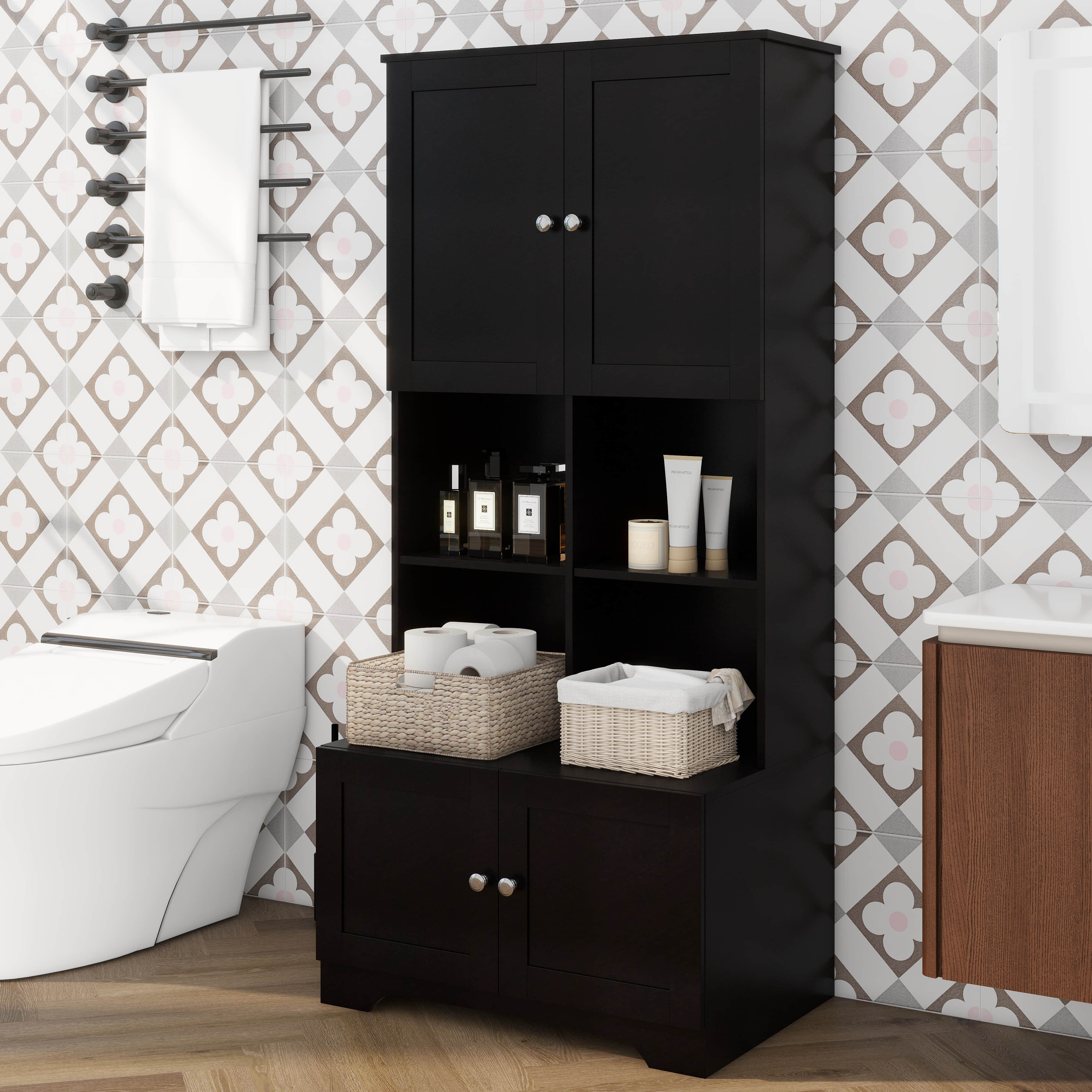 Hokku Designs Tall Bathroom Storage Cabinets, Freestanding Cabinet With ...
