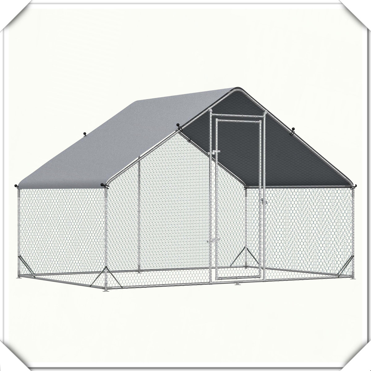 Tucker Murphy Pet™ Outdoor Metal Chicken Coop Run with Cover Walk-In ...