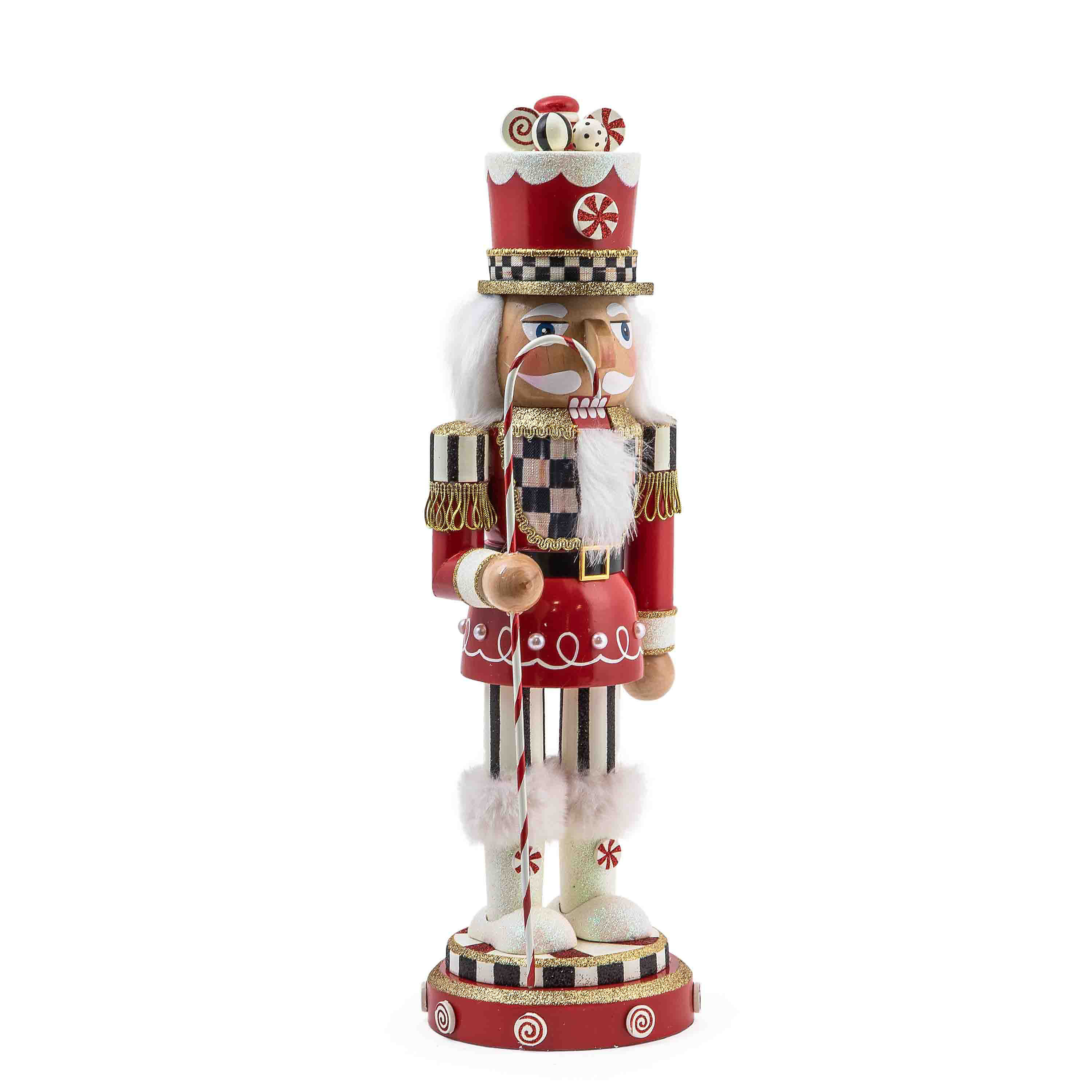 MacKenzie-Childs Peppermint Nutcracker | Wayfair