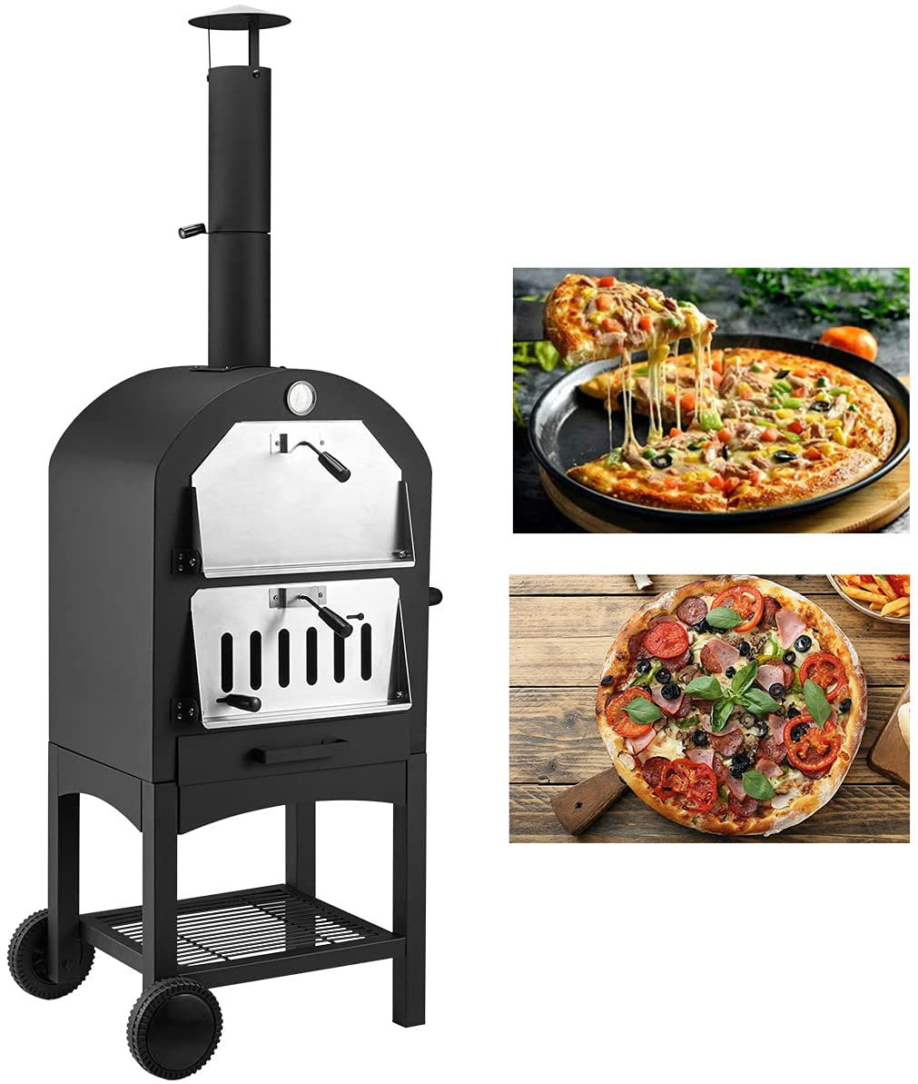 U-MAX Steel Freestanding Wood-Fired Pizza Oven in Black & Reviews | Wayfair