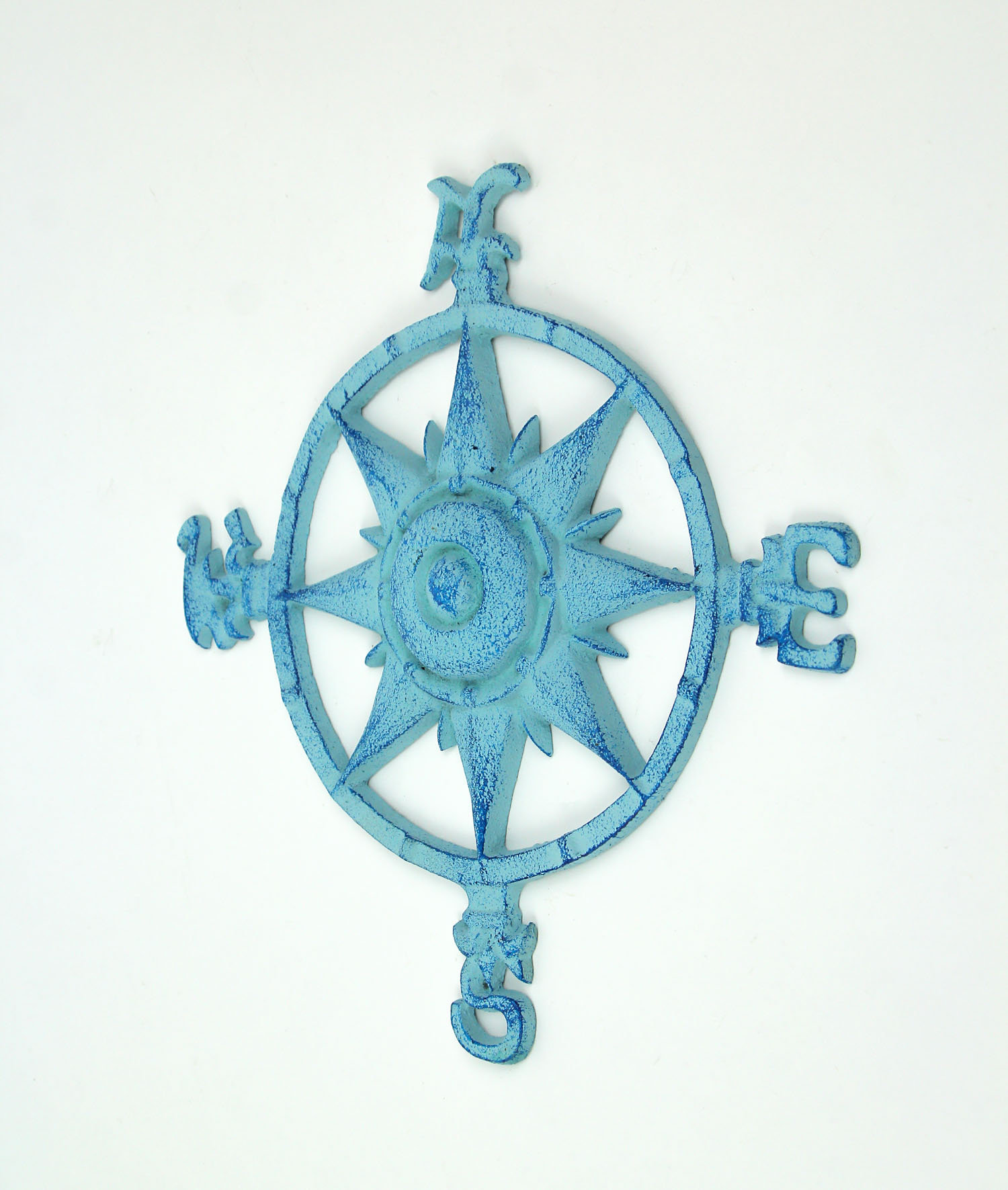 Breakwater Bay Weathered Blue Cast Iron Compass Rose Wall Hanging ...