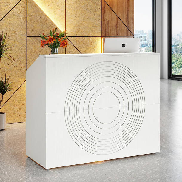 Latitude Run® Rectangle Wood Reception Desk with Filing Cabinet ...