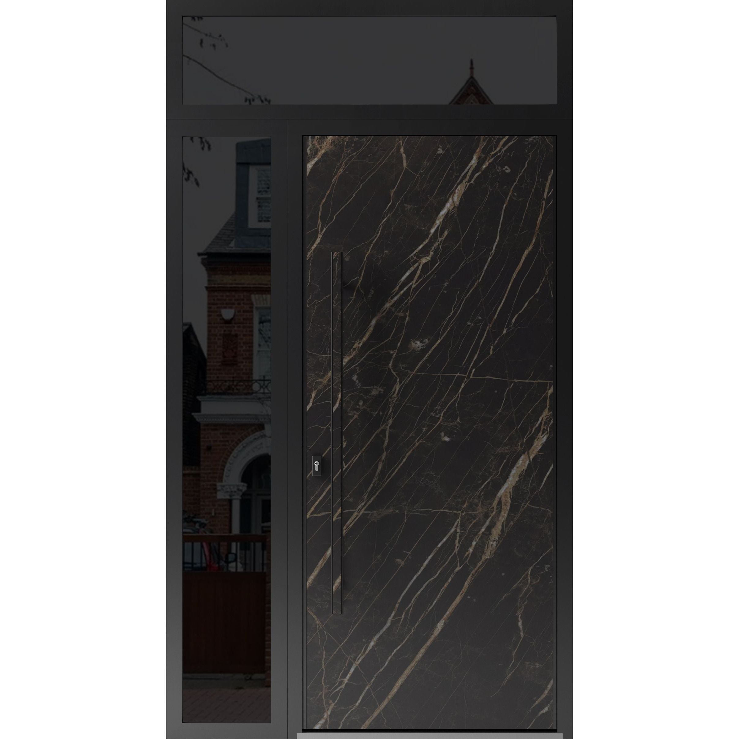 VDomDoors Front Exterior Prehung Steel Door / Dekton 0118 Natural Noir / Side And Top Exterior ...