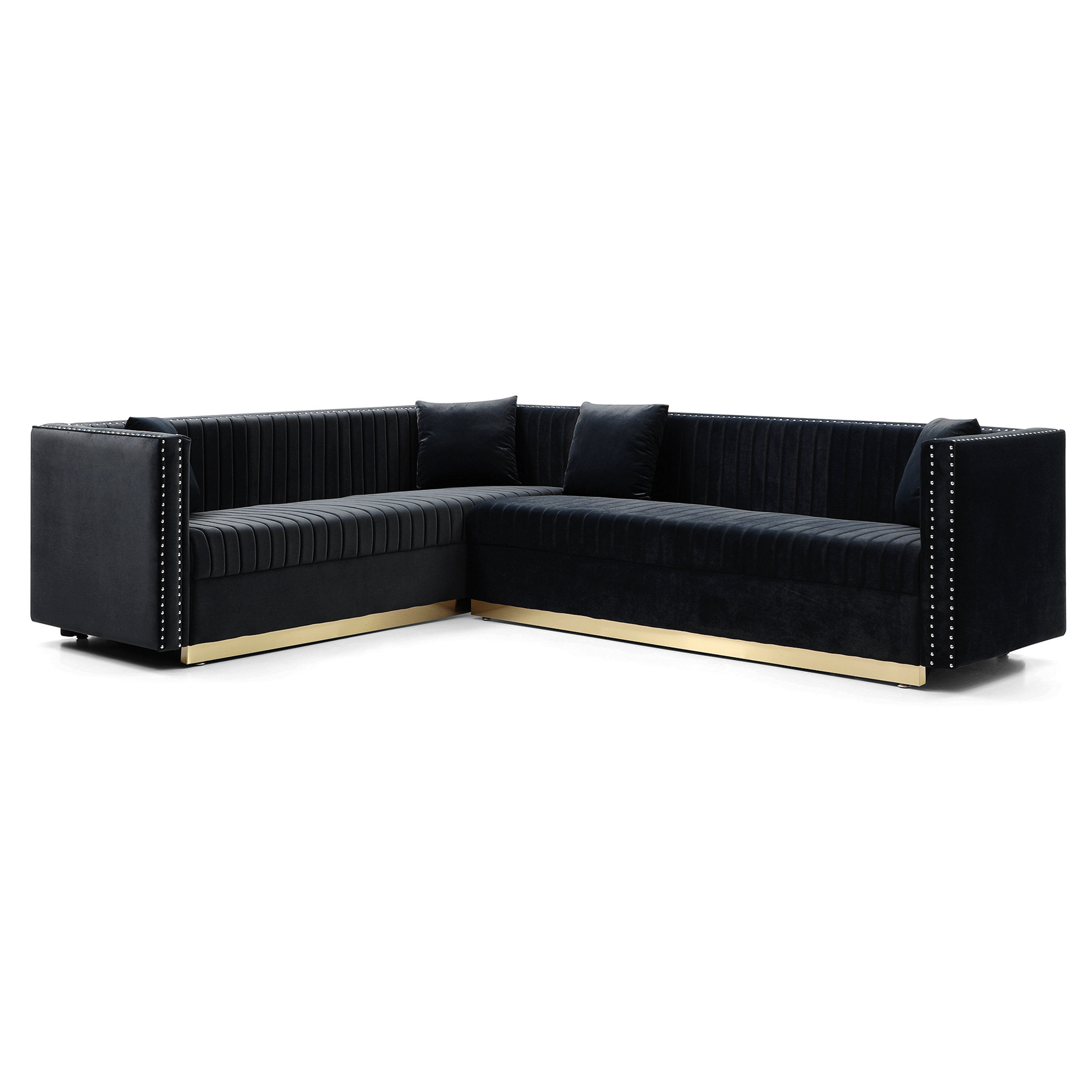 Latitude Run® Contemporary Vertical Tufted Velvet Sectional – Channel ...