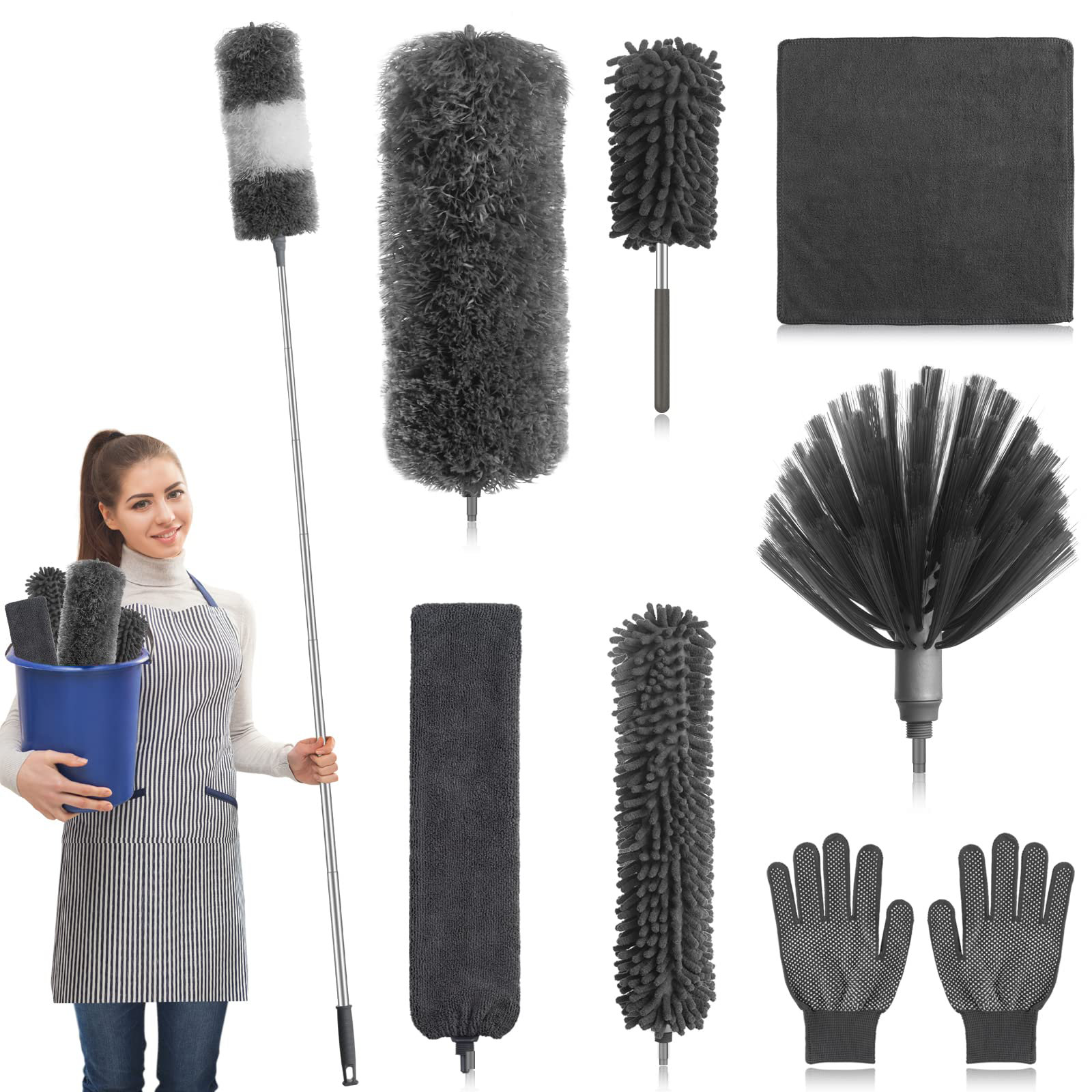 X－MAX FURNITURE Microfiber Feather Duster 9PCS - Extendable & Bendable ...