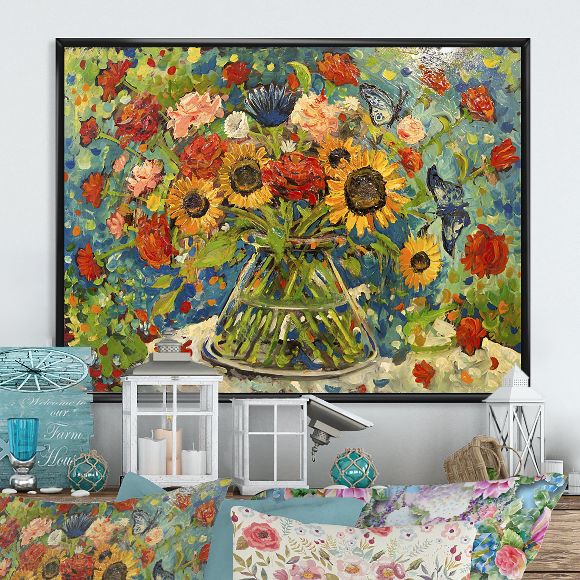 Winston Porter Bright Colorful Sunflowers - Picture Frame Painting on ...