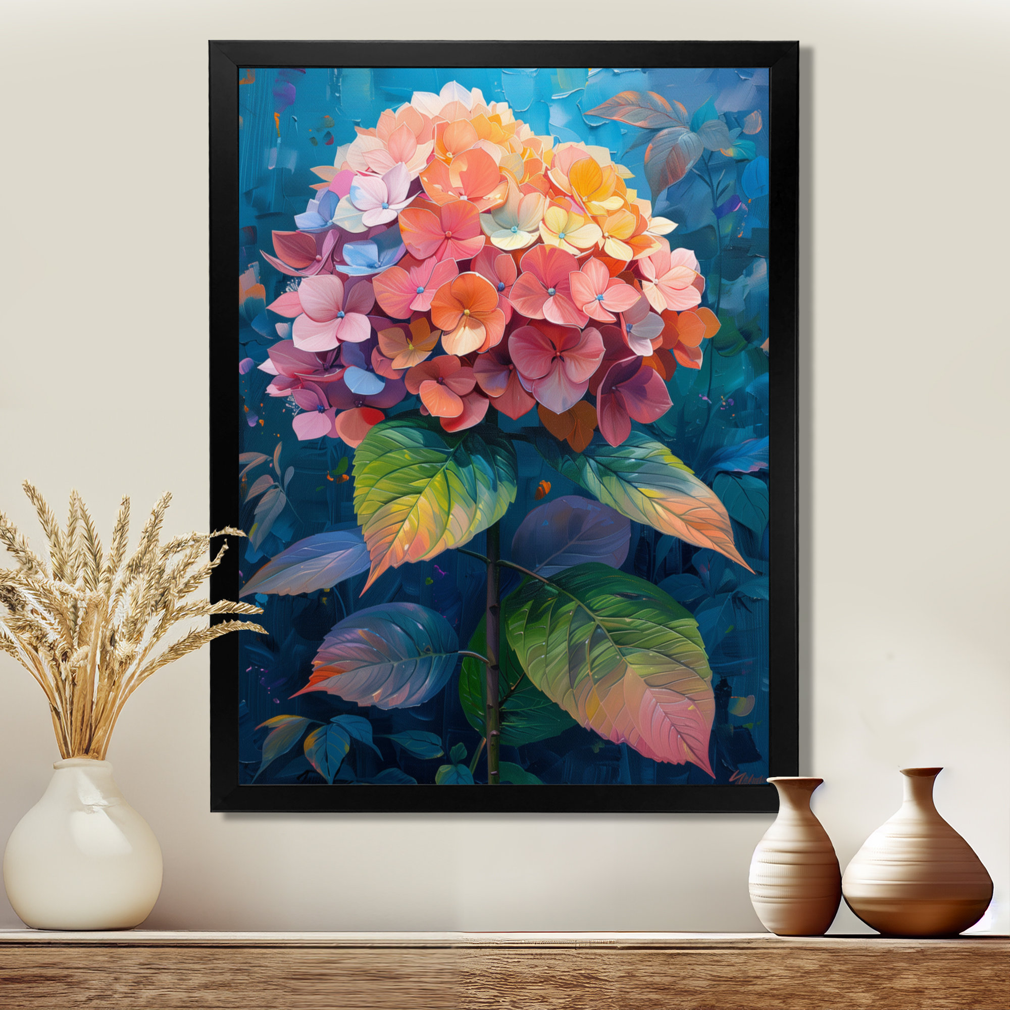 Winston Porter Pink Blue Hydrangea Blooming In Summer II - Hydrangea ...
