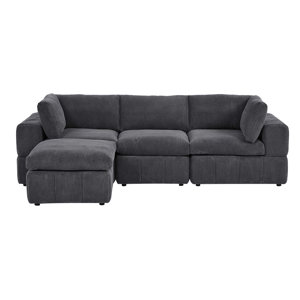 Wade Logan® Atianna 4 - Piece Corduroy Sectional & Reviews | Wayfair